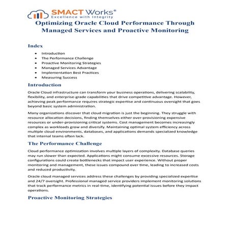 Optimizing Oracle Cloud Performance Through Managed Services And Proactive Monitoring Pdf