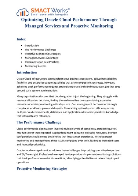 Optimizing Oracle Cloud Performance Through Managed Services And Proactive Monitoring Pdf