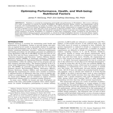 Optimizing Warfighter performance, health, and well being | PDF | Women\'s Health | Healthy Living