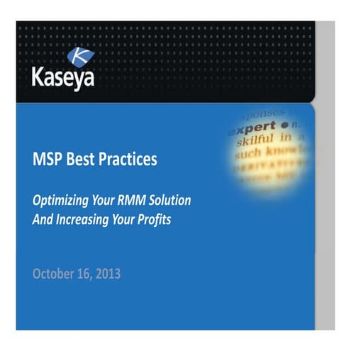 MSP Best Practice | Optimizing RMM Solutions and Increasing MSP Profits | PDF
