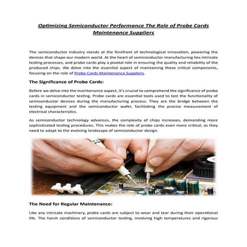 Optimizing Semiconductor Performance The Role of Probe Cards ...
