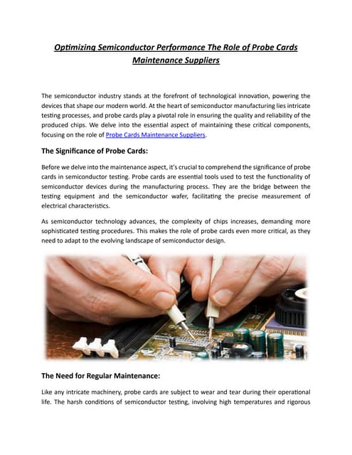 Design Considerations for Probe Cards Ensuring Precision in ...