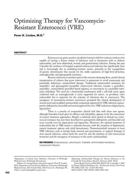 Vancomycin Resistant Enterococci | PPTX | Infectious Diseases ...