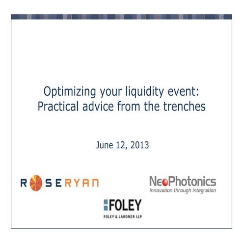 Optimizing your Liquidity Event: Practical Advice from the Trenches | PDF