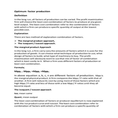 Optimum factor production | DOCX