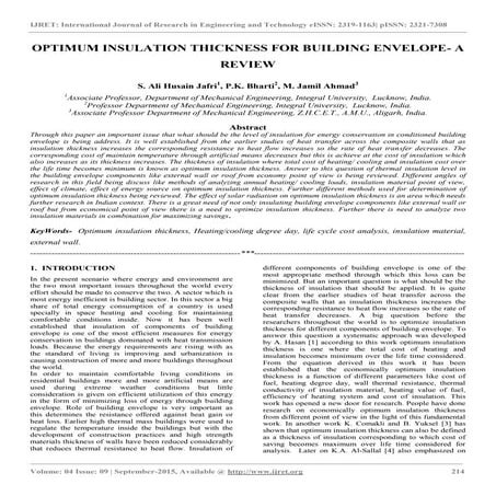 Optimum insulation thickness for building envelope a review | PDF