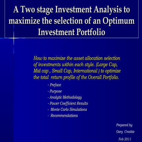 Optimum Investment Selection Process Feb 2011 | PPT