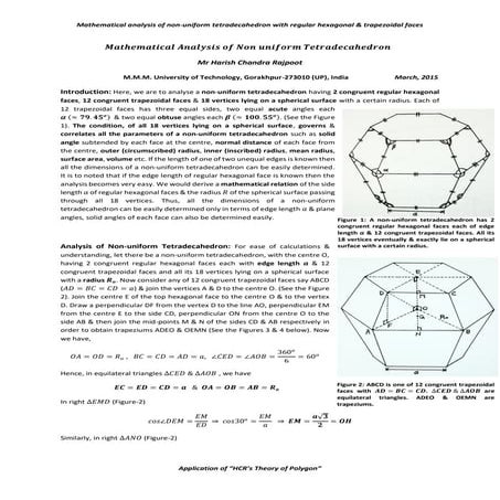 Mathematical analysis of a non-uniform tetradecahedron having 2 ...
