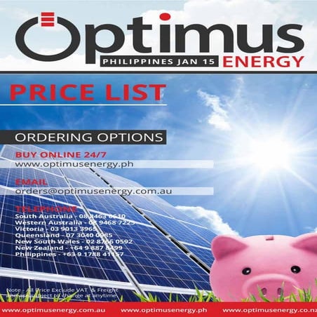 Optimus Energy Australian Wholesale Price list | PDF