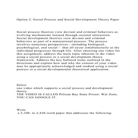 Option 2 Social Process and Social Development Theory Paper.docx