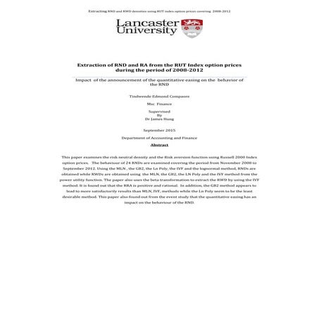 Option implied probability distribution and risk preference | PDF