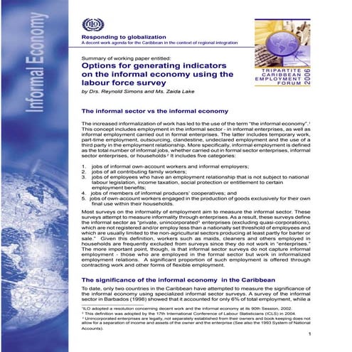 Options for generating indicators on the informal economy using the labour force survey | PDF ...