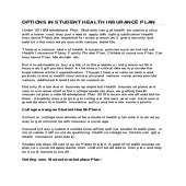 OPTIONS IN STUDENT HEALTH INSURANCE PLAN