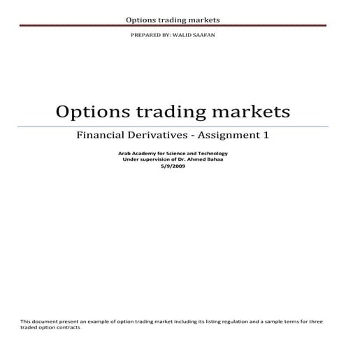 Business case about "Options trading markets" | PDF