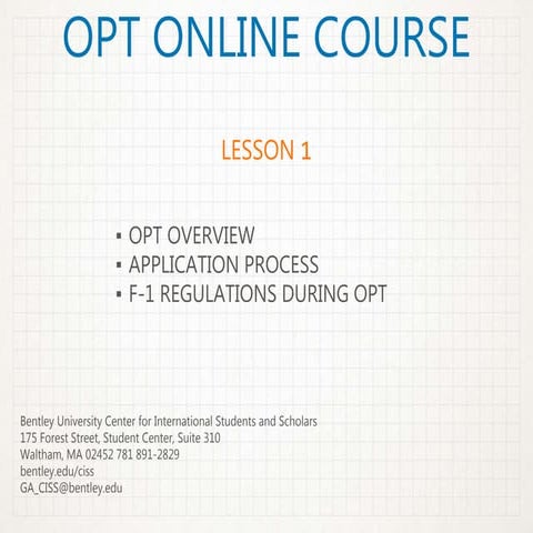 OPT Lesson 1 : Fall 2020 | PPTX