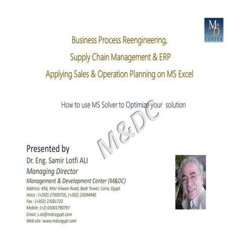 Optimizing sales &and operation planning by ms solver | PDF