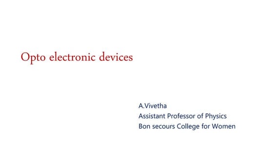 Optoelectronics | PPTX | Physics | Science