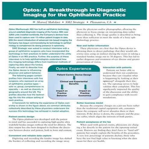 Optos a breakthrough in diagnostic imaging for the ophthalmic practice ...