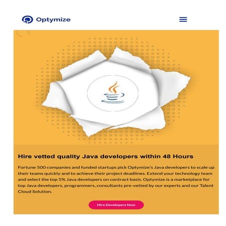 Hire the top 3% of Java developers within 48 hours | Optymize | PDF | Programming Languages ...