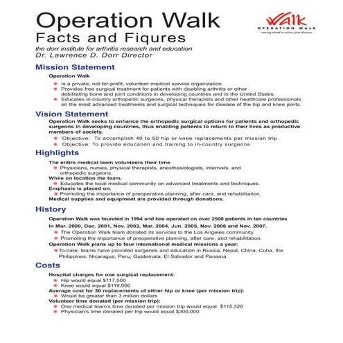 Operation Walk Factsheet | PDF