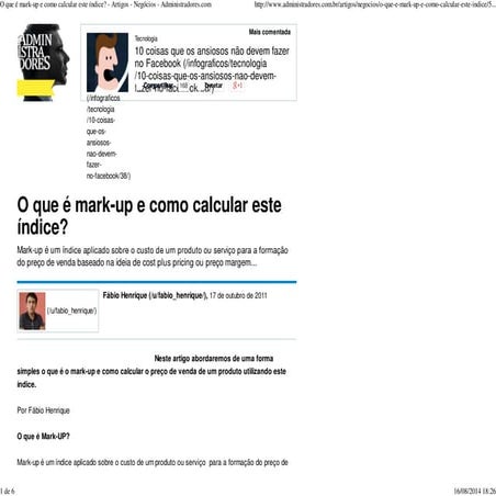 O que é mark up e como calcular este índice - artigos - negócios ...