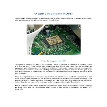 O que é memória rom | PDF