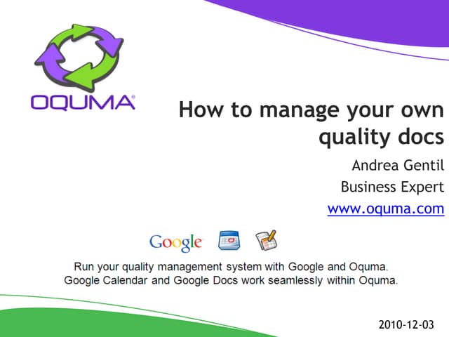 How To Manage Your Own Quality Docs Ppt