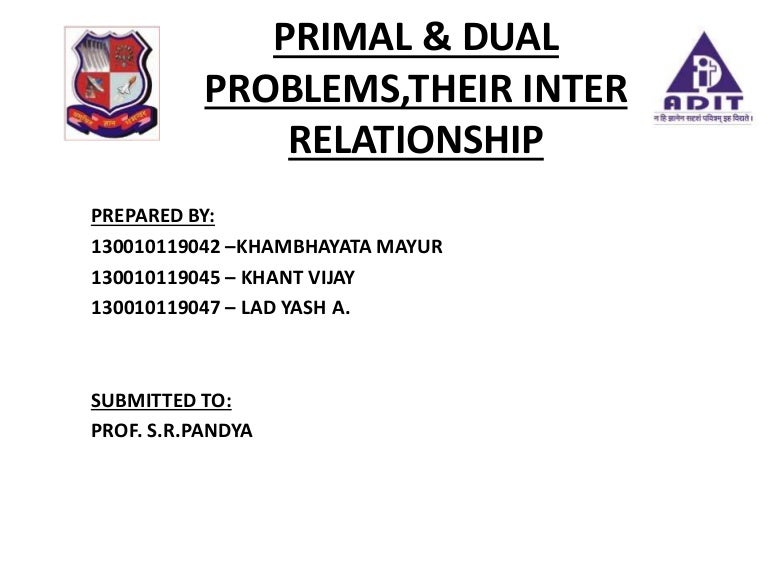 Primal And Dual Problem
