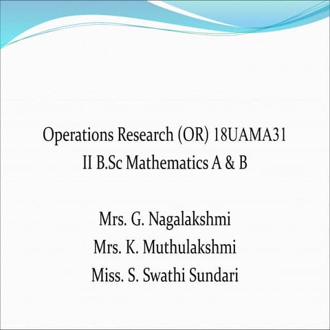 Operations Research | PPT