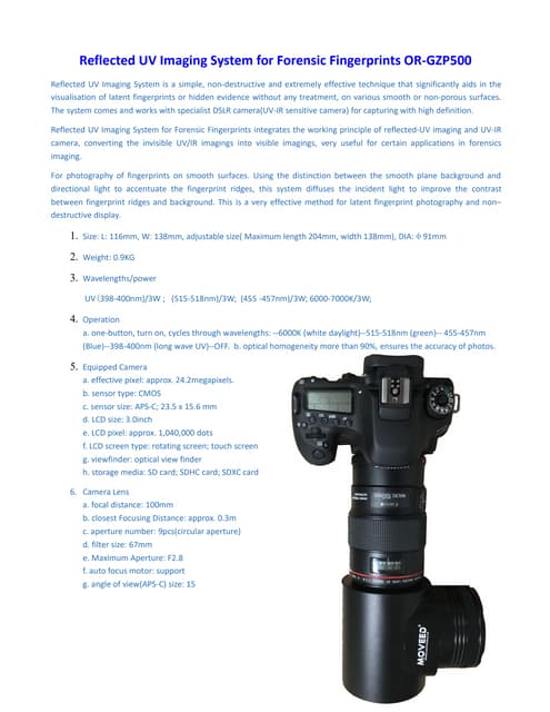 “TOUCH DNA” Visualized Extraction System OR-GDNA1000 | PDF