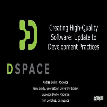 DSpace 7 - Creating High-Quality Software: Update to Development ...