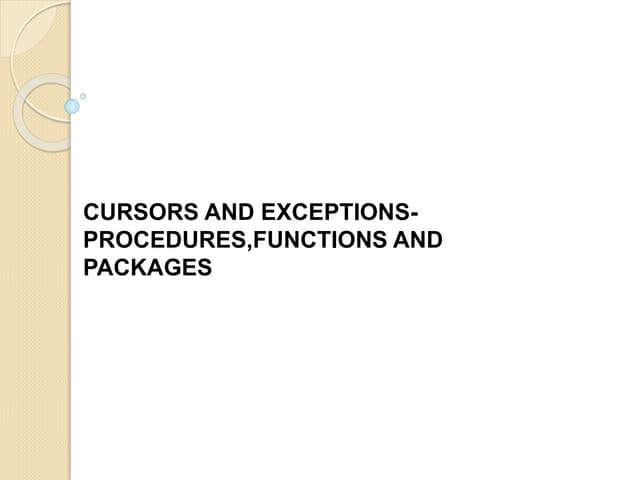 Oracel Cursor And Exceptions Ppt