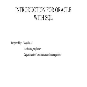 INTRODUCTION TO ORACLE AND SQL PRESENTATION UNIT 2 | PPTX
