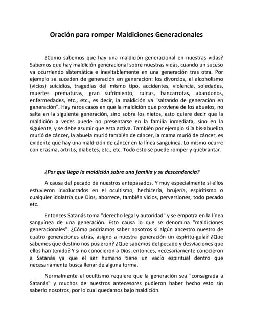 Oración para romper maldiciones impuestas | PDF