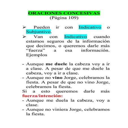 Oraciones concesivas | DOC
