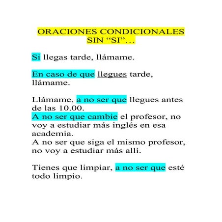 Oraciones condicionales sin | DOC