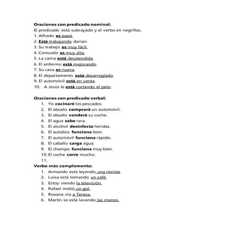 Hoja De Trabajo De Predicados Completos Y Simples Oraciones Con Sujeto