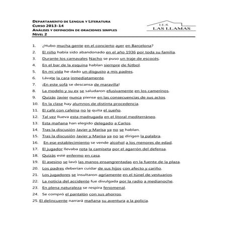 Oraciones nivel 2 | PDF