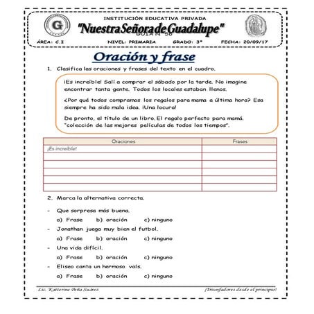 Oracion y frase 3 | DOCX