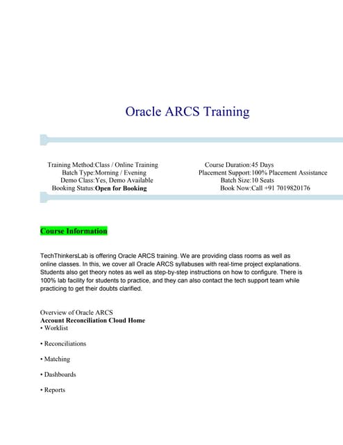 Arcs Training Pdf Information Services Industry Industries