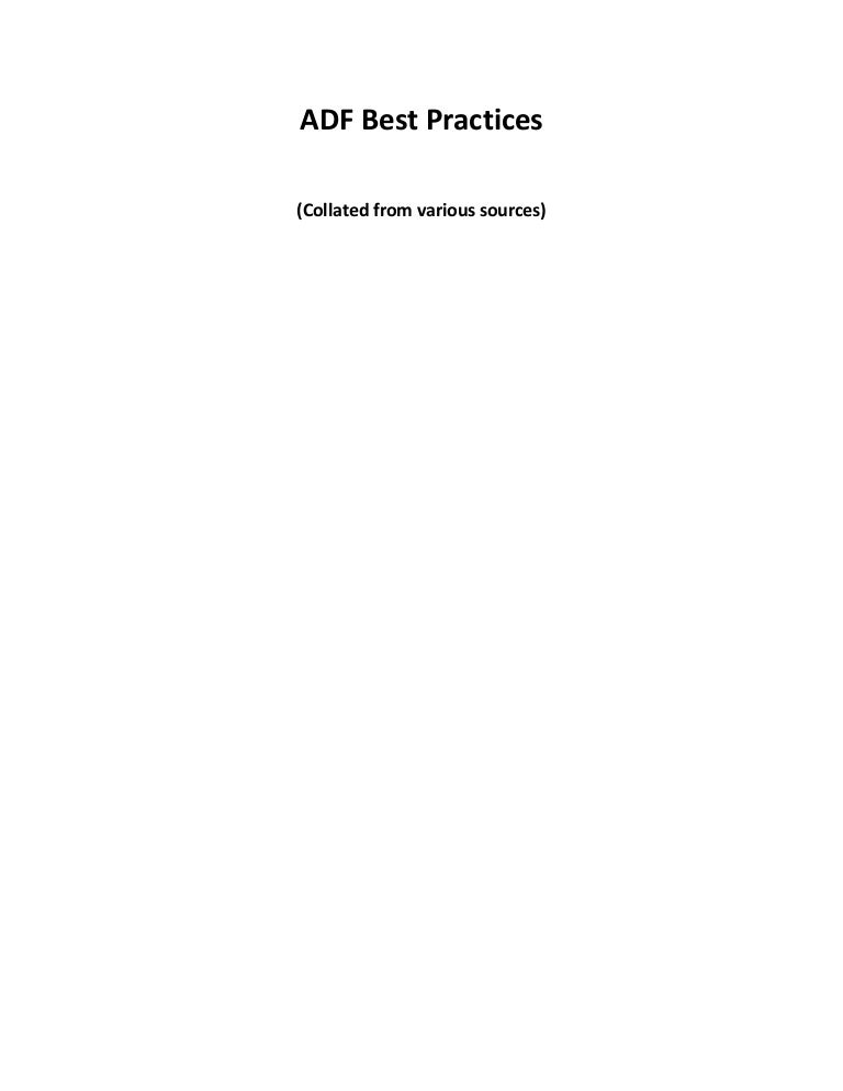Oracle Application Development Framework Best Practices