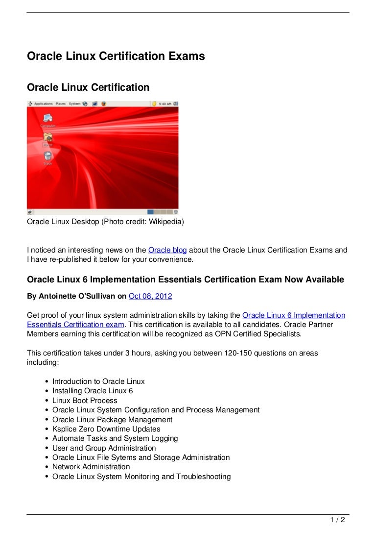 Oracle Linux Certification Exams