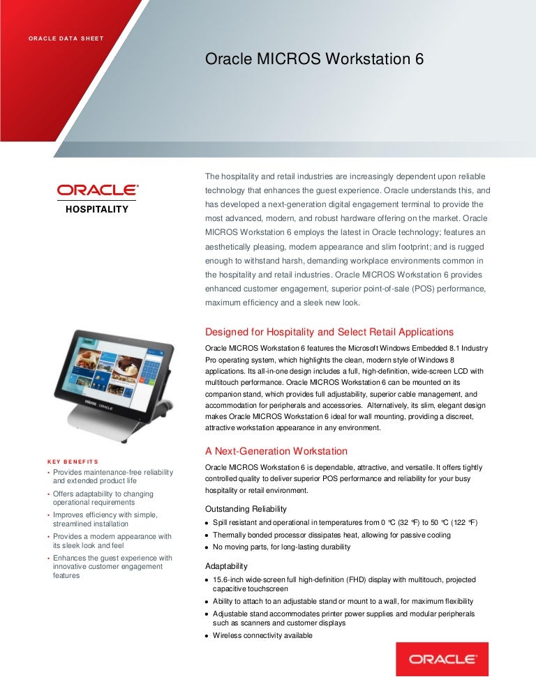 Oracle Hospitality Oracle MICROS Workstation 6 Family - Datasheet