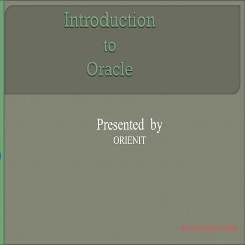 Oracle Training In Hyderabad Ppt
