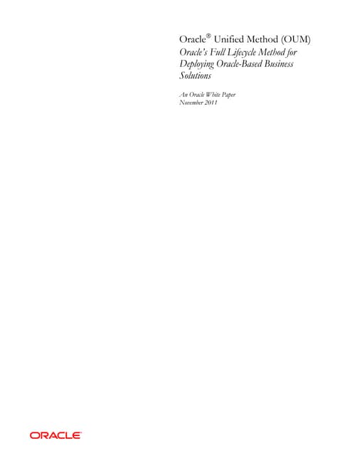 Oracle Unified Method (OUM) | PDF