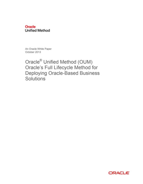Oracle Unified Method (OUM) | PDF