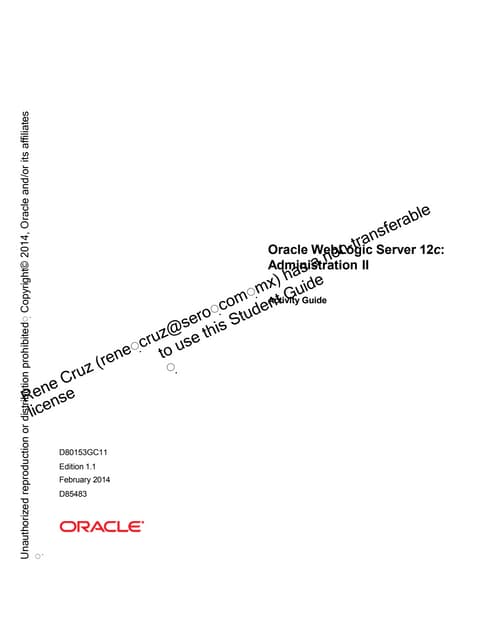 Oracle Weblogic Server 12c Administration Ii Activity Guidepdfpptx Web Development Internet