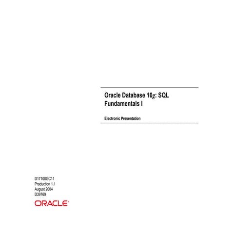 Oracle 10g Sql Fundamentals I Pdf Databases Computer Software And 6044