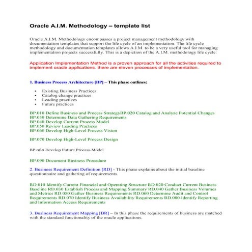 Oracle Aim Methodology | PPTX