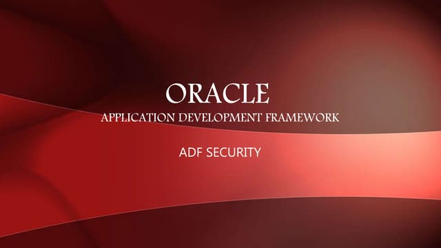 Oracle ِapplication Development Framework Adf Ppt 9255